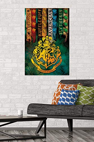 Trends International The Wizarding World: Harry Potter - House Crests Wall Poster, 22.375" x 34", Unframed Version