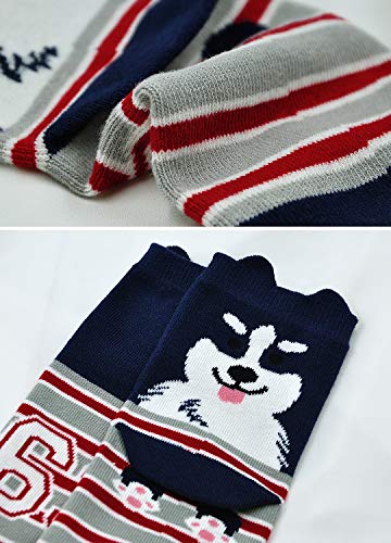 Hellomamma Women's Toe Sock Cute Cat Dog Ankle Sock Cotton Athletic Running Five Finger Socks for Girls (5 Pairs)