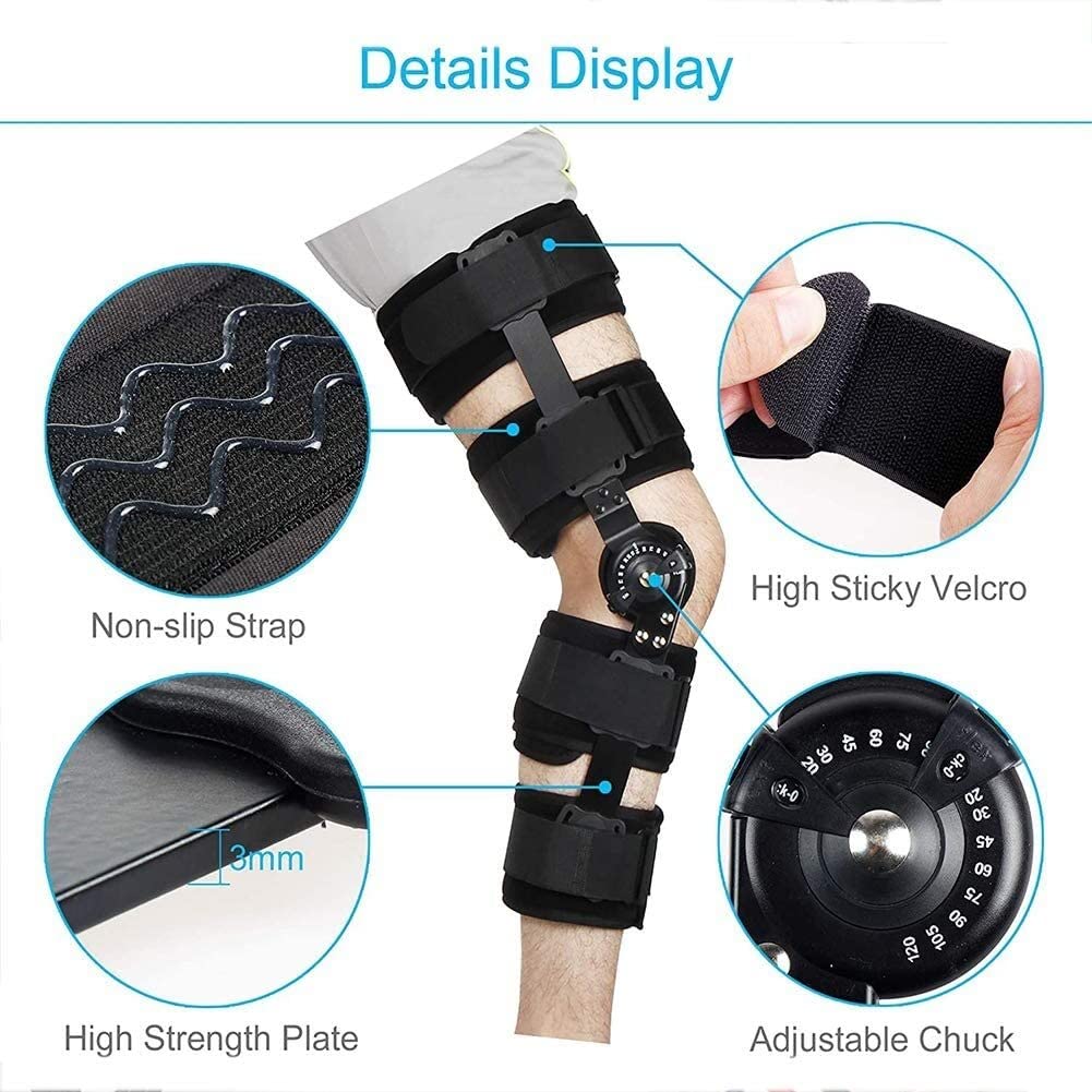 Hinged Knee Support Brace Dual Hinges And Adjustable Cross Straps Helps Stabilized Knee For Arthritic/ACL/Meniscus Tear/Sports Injuries/Walking Running (Color : Large)