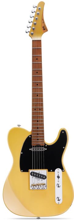 M MUSI Virgo Classic Electric Guitar, Roasted Maple Compound Fingerboard, Locking Tuners, Rounded End Stainless Steel Frets, Slim C Neck, Contoured Body