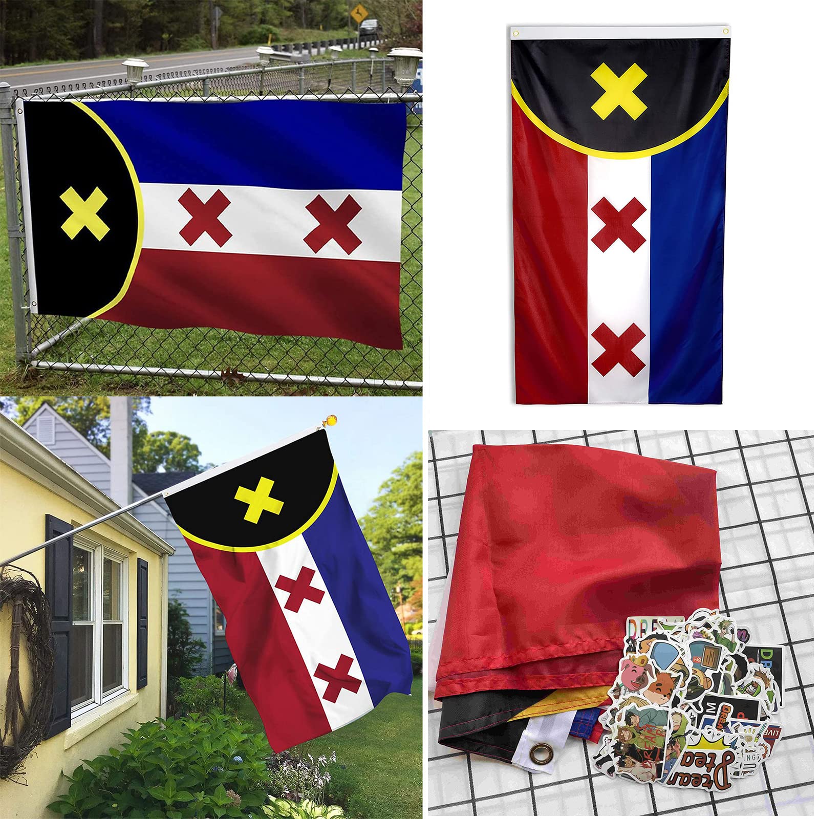 GTOTd Countries Flag 3x5 FT(with Game Vinyl Stickers 100pcs)Dream Game Gifts Merch Party Supplies for Room Decor Small Countries Double Stitched Polyester Flag with Black Head and 2 Gronments
