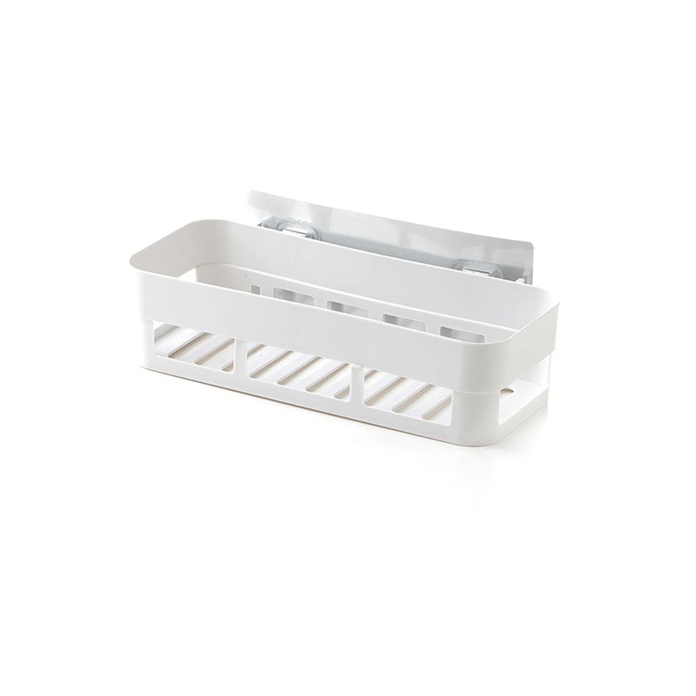 Yosoo Corner Shelf Plastic Wall Mounted Adhesive Shower Basket Storage Organizer for Home Bathroom(White)
