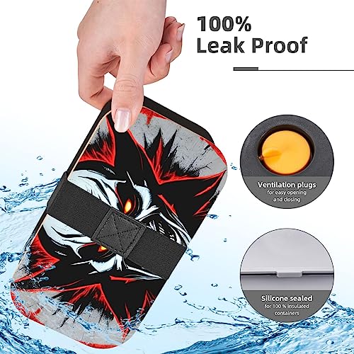 Red And Black Evil Ghost Adult Lunch Box, Bento Box, With Cutlery Set Of 3, 2 Compartments, Rectangular, Lunch Box For Adults