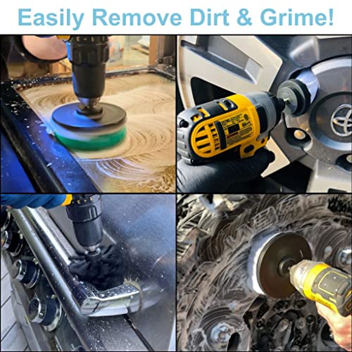 ProSMF Ultimate Drill Brush Set - Drill Brush Attachment Set - Drill Cleaning Brush Attachment Set - Scrub Brush for Drill - Drill Scrubber Brush Kit - Cleaning Brushes for Drill