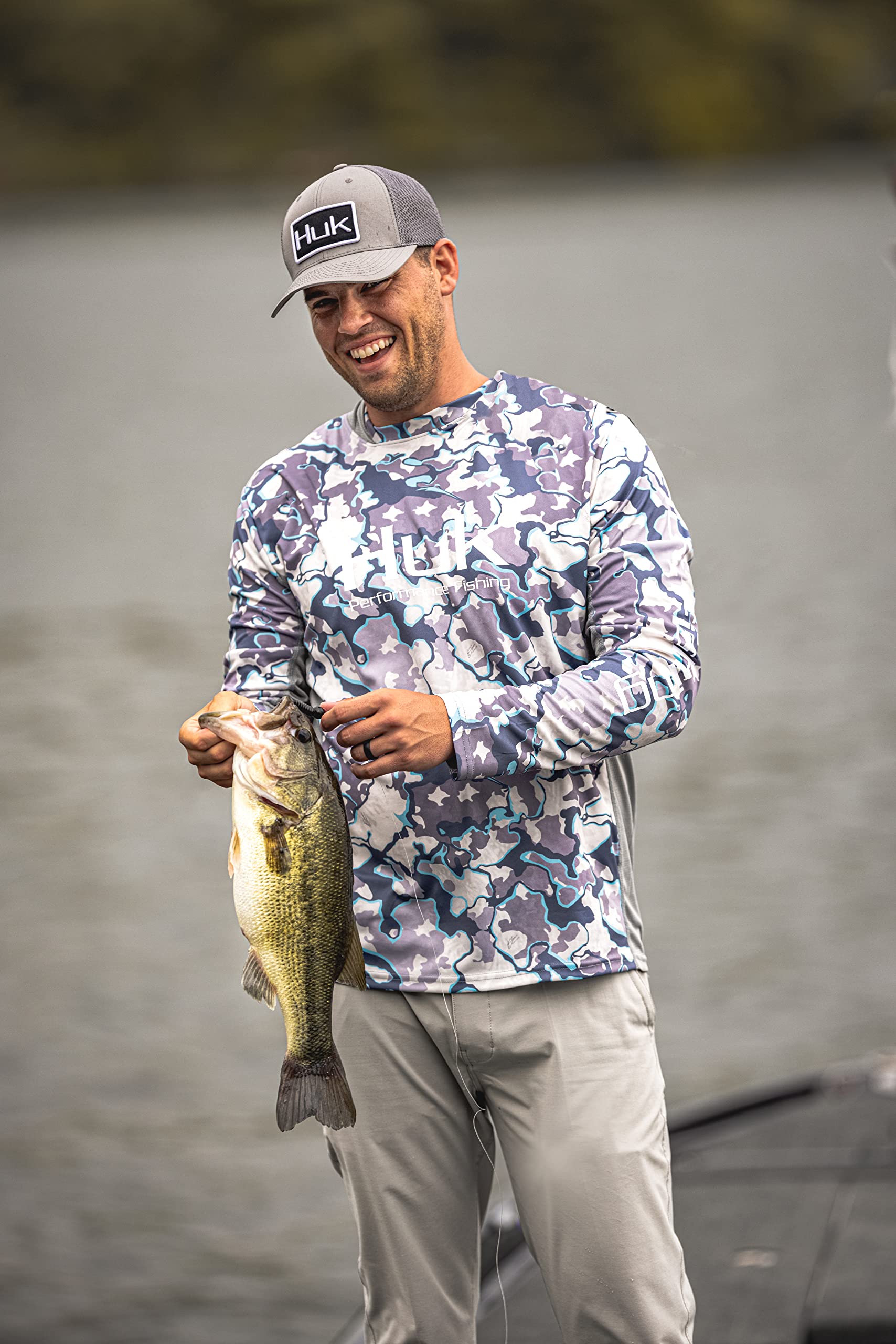 HUK Men's Standard Icon X Camo Long Sleeve Performance Fishing Shirt, Current Ocean Tally, 3X-Large