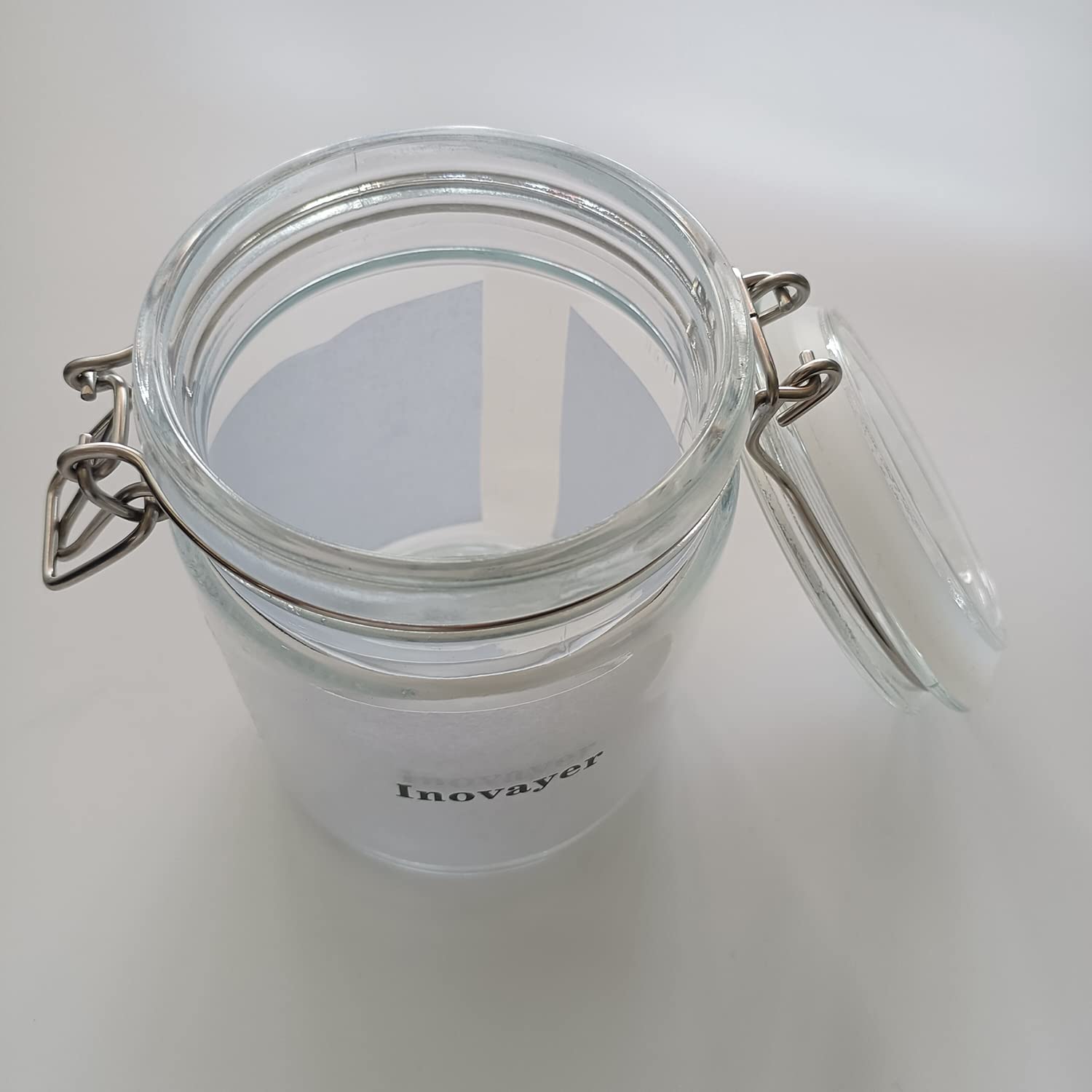 Inovayer- Glass storage jars, 1PCS Food Storage Canister for Kitchen & Pantry Organization and Storage, Square Mason Jar Containers for Storing Sugar