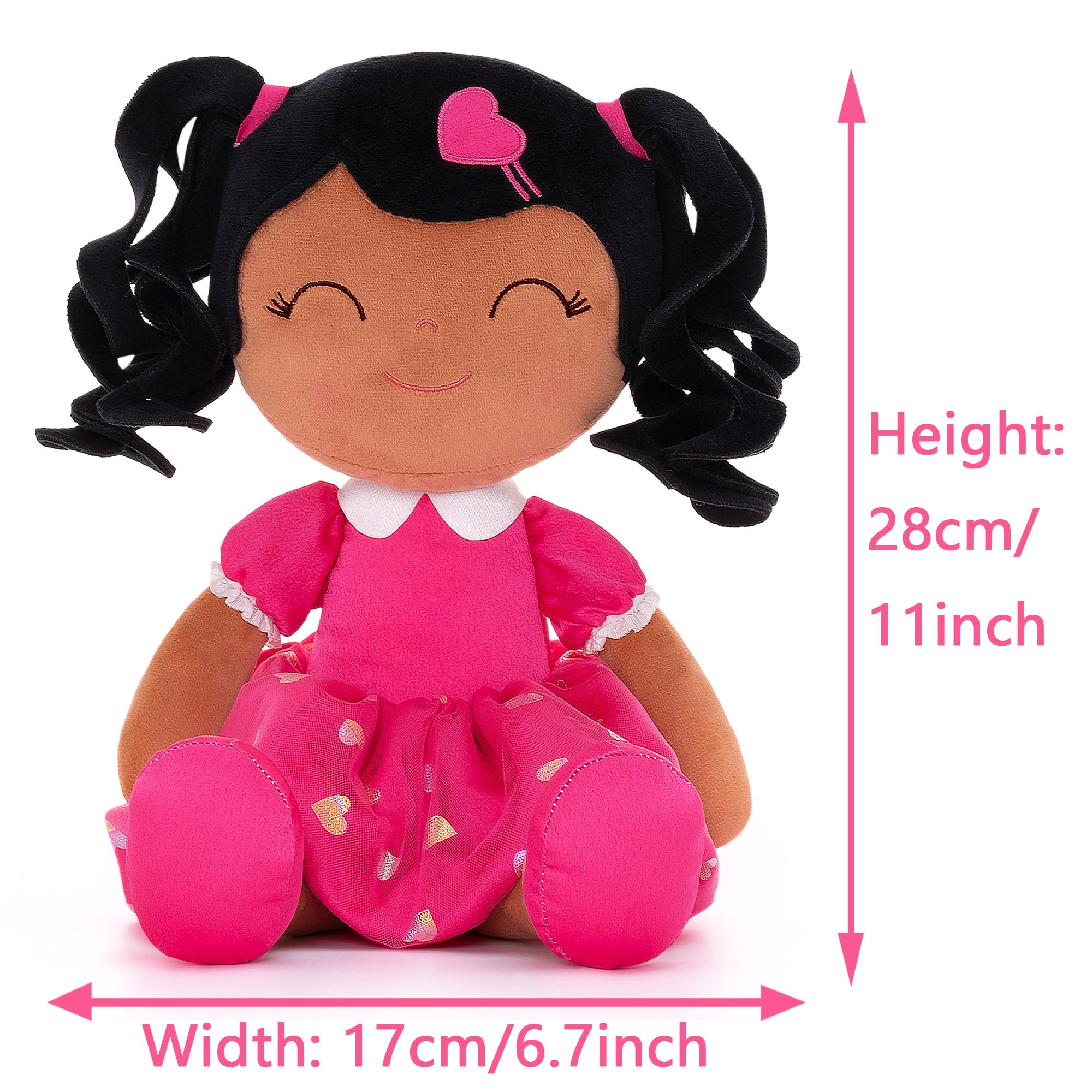 Gloveleya Baby Doll Gifts Plush Curly Girl Toys with Love 16" Rose