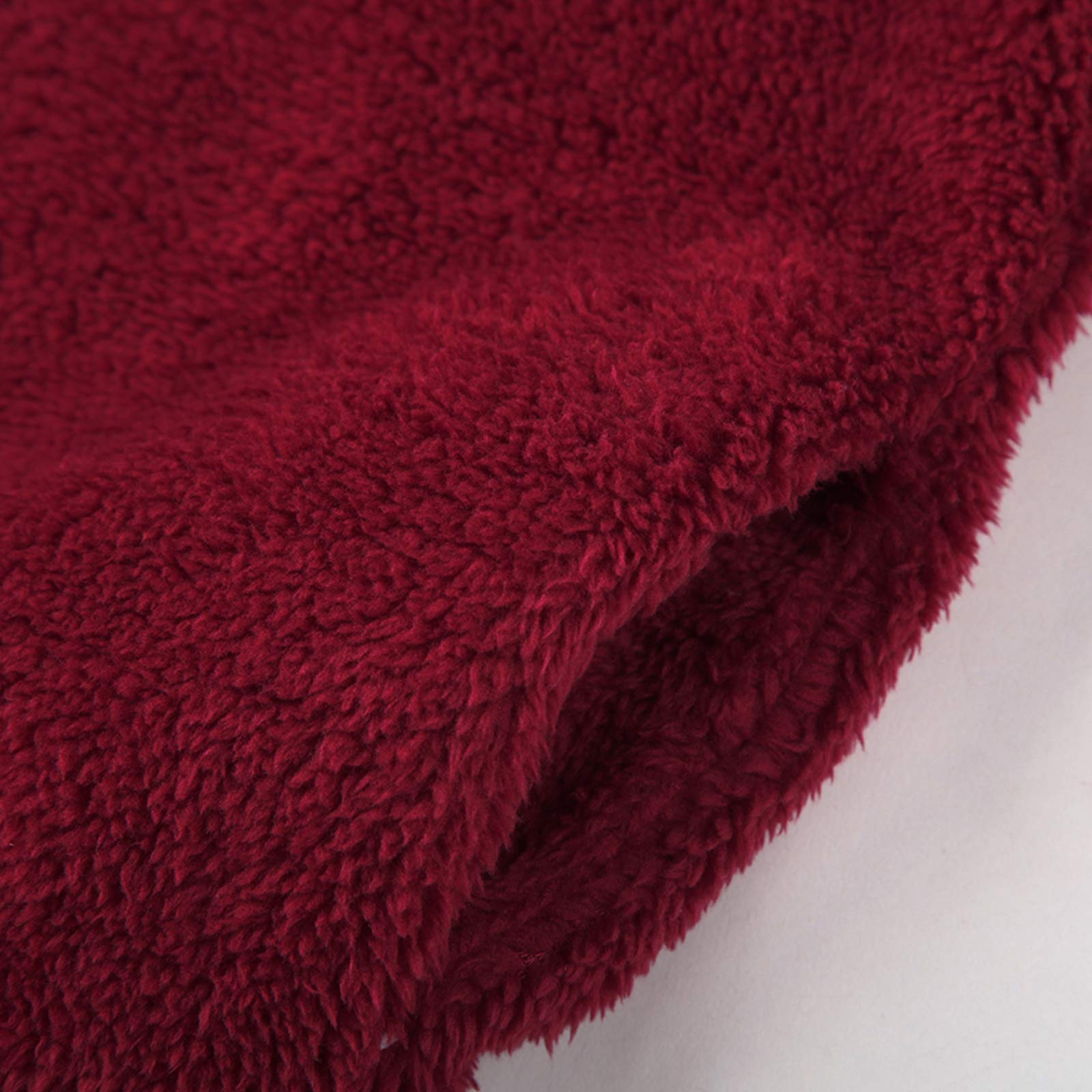 HMBEIXYP Girl's Polar Fleece Sherpa Pullover Fuzzy Fleece Sweatshirt Hoodie with Pockets Wine 130CM