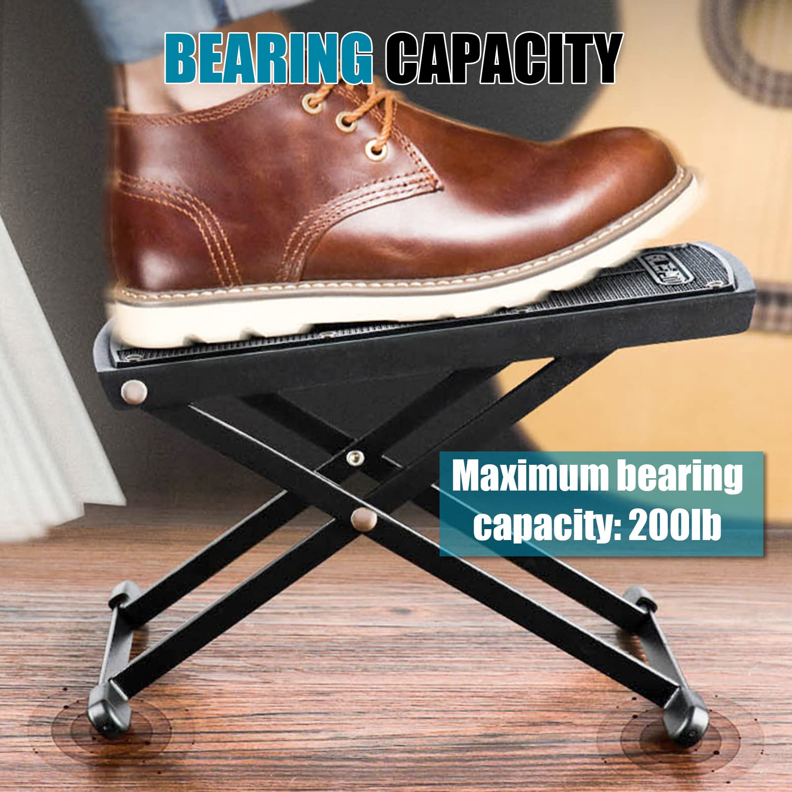 GLEAM Guitar Foot Stool - Guitar Footrest (Black)
