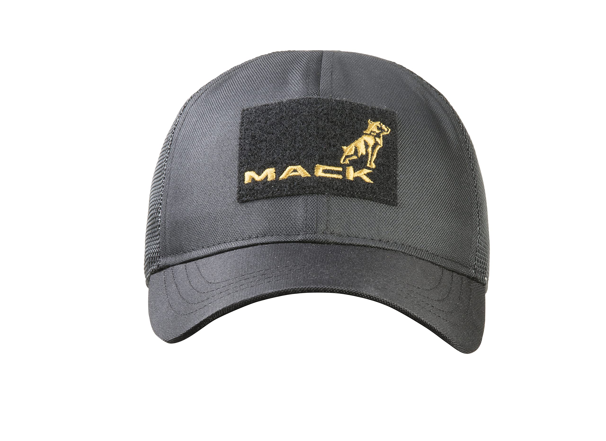 MACK Tactical Cap, Black, Removable Bulldog Patch, Adjustable Velcro Back