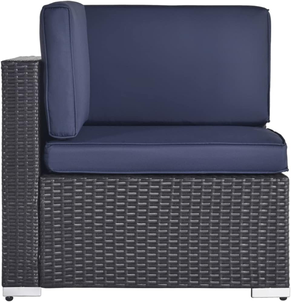 Garden Terrace Furniture 7-Piece PE Rattan Wicker Cuts Padded Sofa Sets with 2 Cushions and Coffee Table