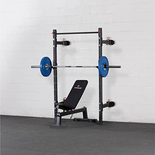 Titan Fitness T-3 Series 82-inch Wall Mounted Folding Power Rack, Space Savings Rack, Folds up to 5†from the Wall