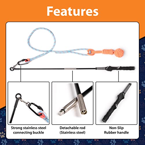 SMATICA Flirt Pole for Dogs - Interactive Dog Toys for Boredom & Stimulating β Lightweight & Sturdy Puppy Toys β Flirt Pole for Dogs Heavy Duty for Dog Training & Exercise (Not for Aggressive Chewers)