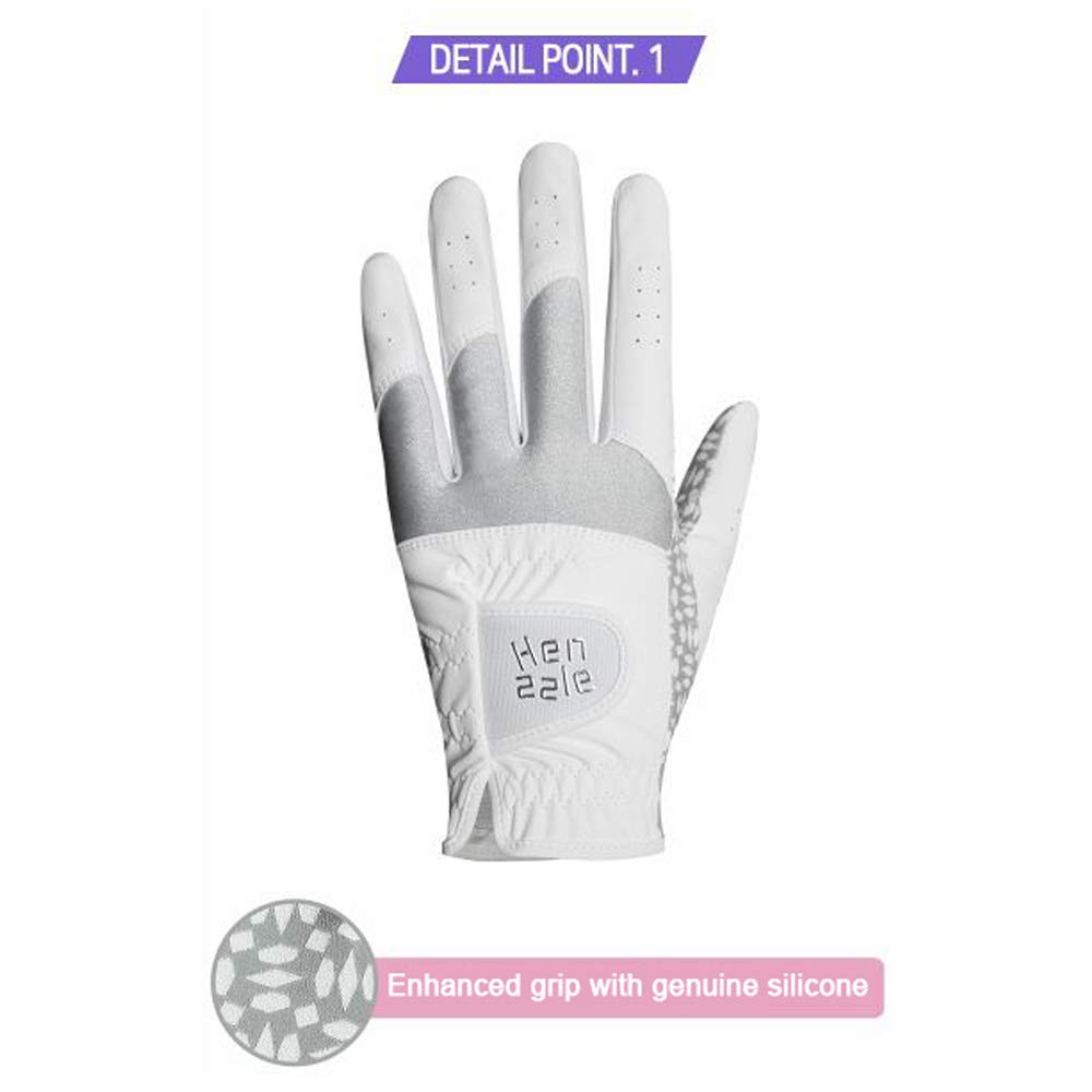 Henzzle Women's Golf Gloves for Both Hands (1 Pair) (19(Small))
