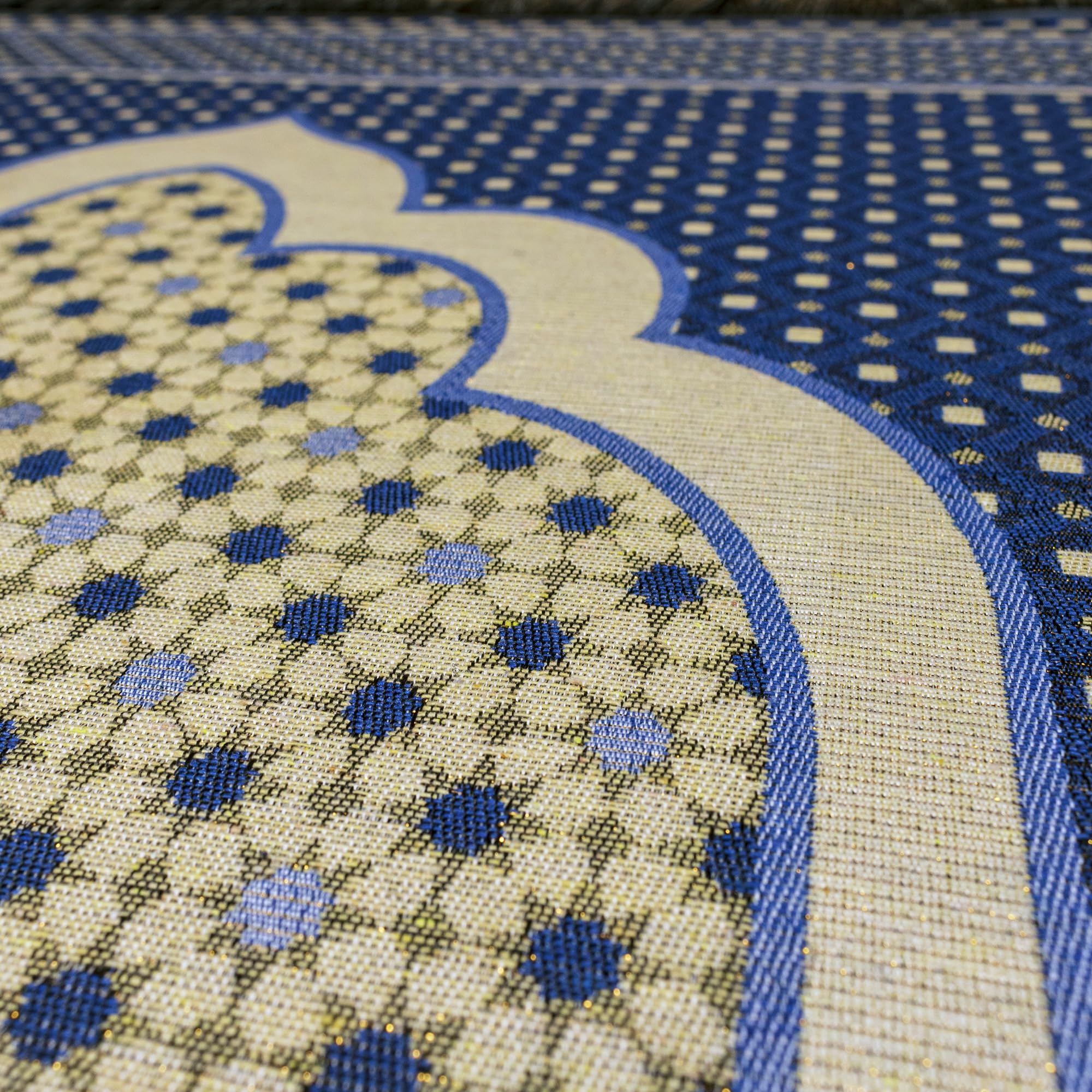 Modefa Turkish Islamic Prayer Mat Janamaz Sajjadah | Thin Woven Cotton Praying Rug Ramadan Eid Gift | Traditional Muslim Sejada for Men Women - Hira Diamond (Royal Blue)