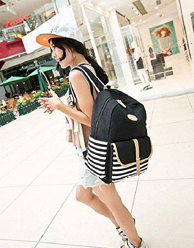 Sugaroom Backpack for Girls, 4 in 1 Girls Backpacks Set Lightweight Canvas School Bag Bookbags with Lunch Box, Drawstring Bag & Pencil Case for Teens