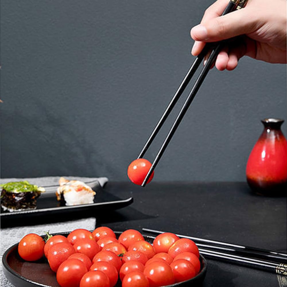 Reusable Chopsticks, Fiberglass Chopsticks 10 Pairs, Amber Pattern Decoration- Dishwasher Safe, Non-slip, 9.4 Inch…
