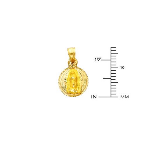 GoldenMine Fine Jewelry Collection 14K Yellow Gold Dia-Cut Mary Guadalupe Stamp Pendant