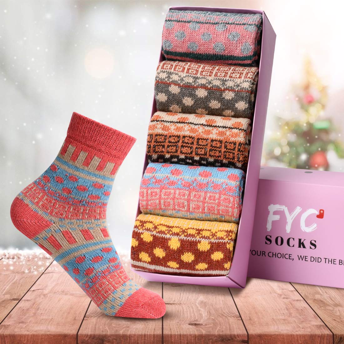 FYC Women Socks Winter - Gifts for Women - Warm Thick Soft Wool Socks Christmas Gifts Socks Cozy Crew Socks