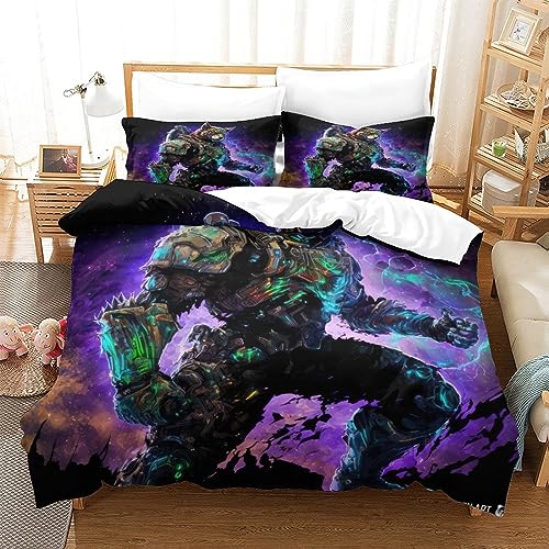 GEEYOU Cosmic Space Wolves 3D Print Quilt Cover Comforter Covers Duvet Cover for Teens and Adults Bedding Set with Pillow Cases with Zipper Closure Soft Microfiber 3 Pieces Queen(228x228cm)