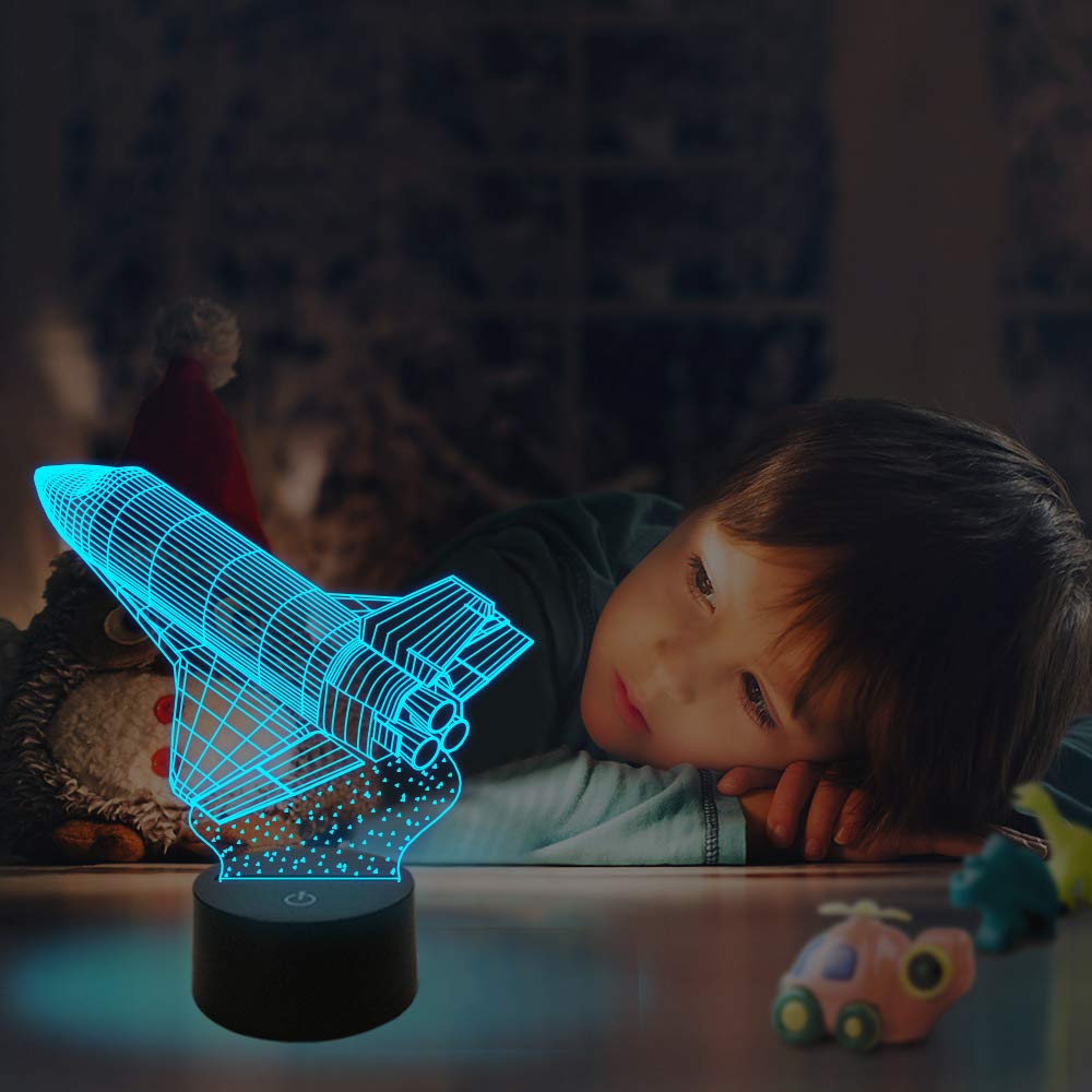 FULLOSUN Outer Space Gifts, 3D Spaceman Astronaut Rocket Alien Night Light for Kids (4 Patterns) with Remote 16 Colors Changing Dimmable Function, Christmas for Science Space Fan Boy Child
