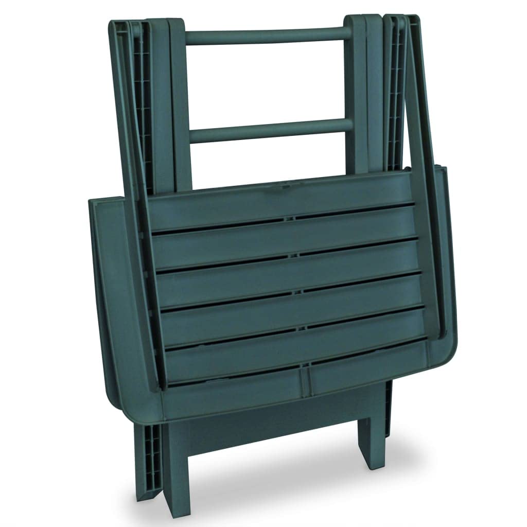 vidaXL 3-Piece Weather-Resistant Plastic Bistro Set in Vibrant Green - Folding Outdoor Patio Furniture for Compact Spaces