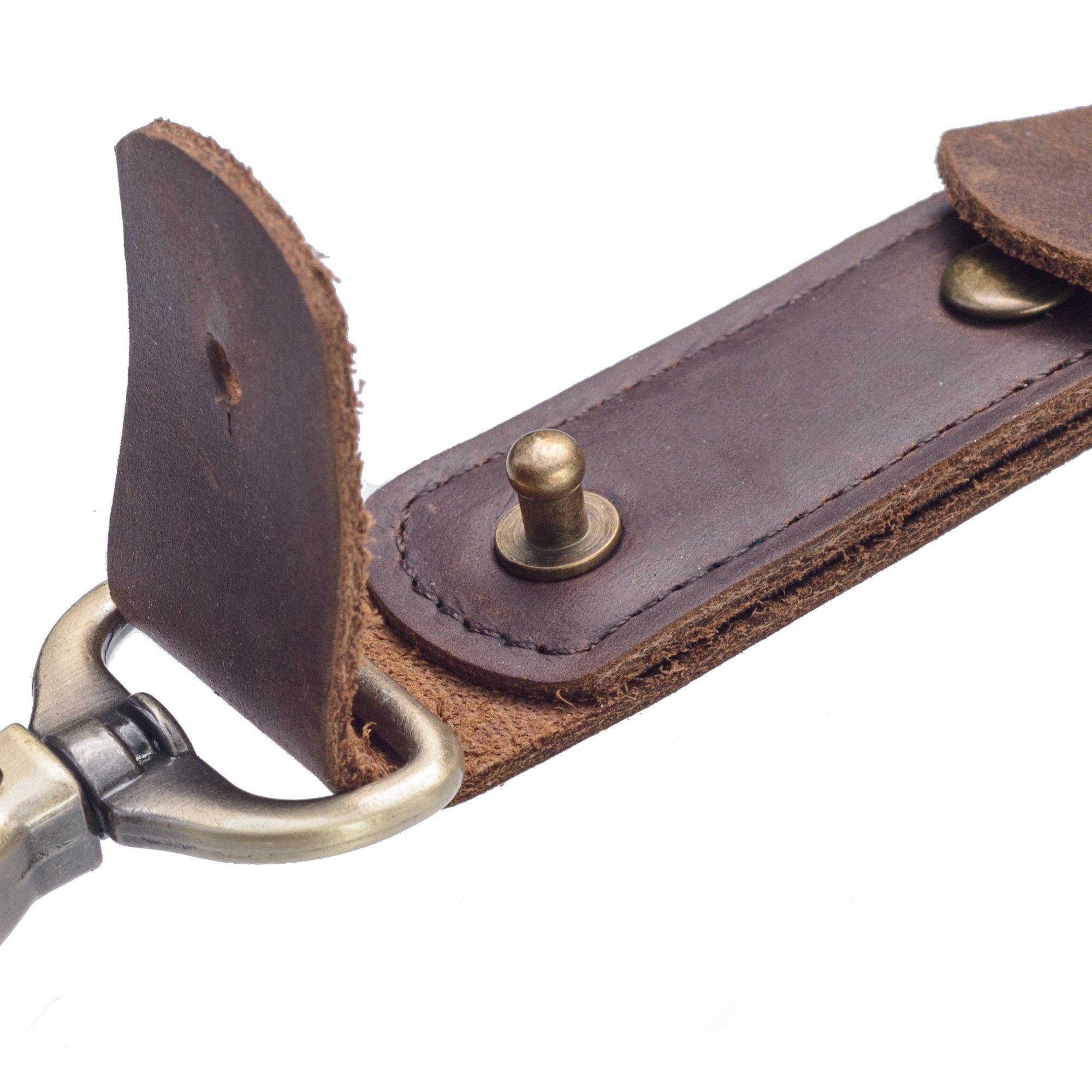 GE MARK Leather Suspenders - for Men and Women - Best for Gift and Wedding (Brown)
