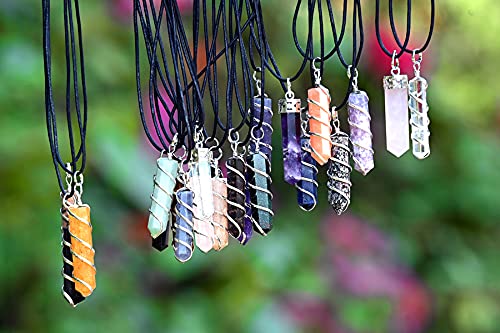 GEMSCITE Selenite Crystal Pendant Necklace Healing Authentic Stone On Silver Plated 20" Chain Real Gemstone Chakra Healing Charm
