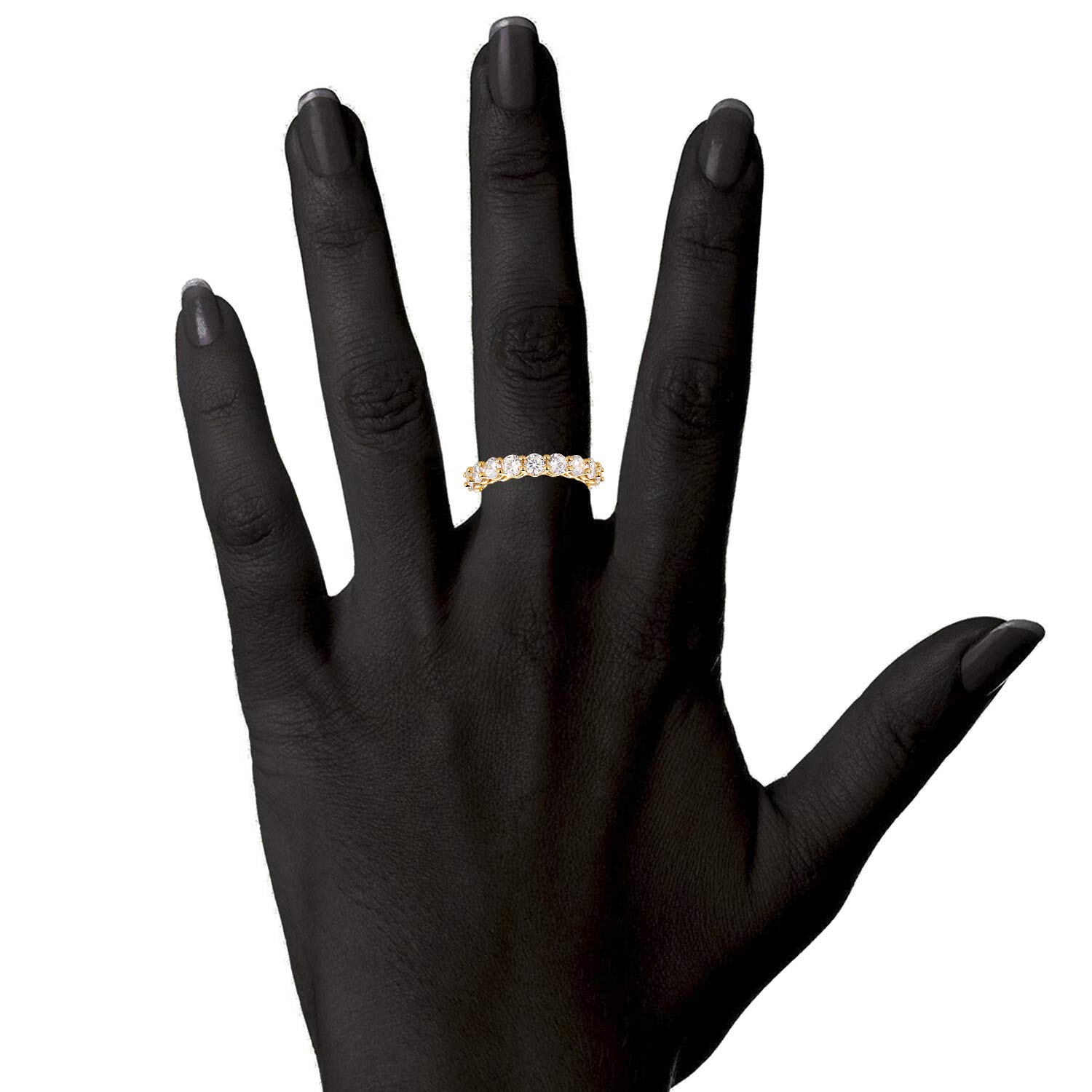 Gemsme 18K Yellow Gold Filled Cubic Zirconia Eternity Band Ring for Women (10)