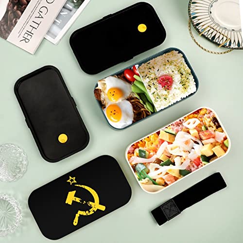 Russian Soviet Flag Hammer and Sickle Bento Lunch Box Leak-Proof Bento Box Food Containers with 2 Compartments for Offce Work Picnic Green-Style