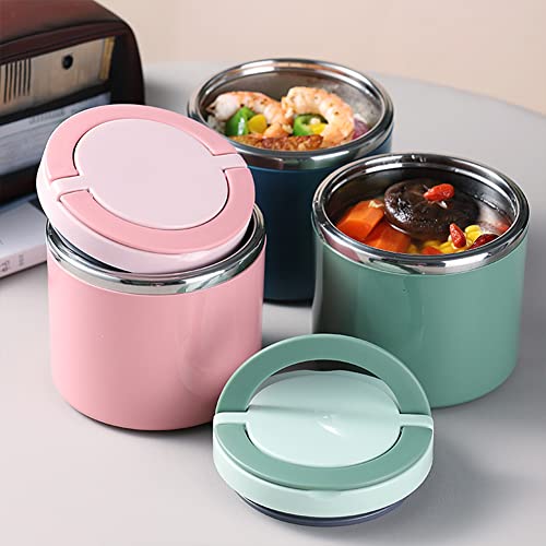Ptsygantl Food Thermos, 630ml Soup Thermos, Stainless Steel Bento Box with Handle, Breakfast Cup Soup Storage Container Sealed for Work Travel (Green)