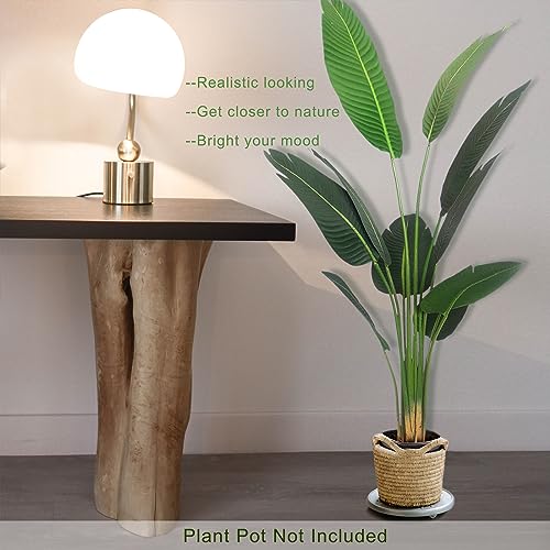 Softflame 5ft Bird of Paradise Palm Artificial Tree, Tropical Plants in Pot, Real Touch Technology, Artificial Plant with 3 Trunks, Perfect for Home Office Indoor Decoration