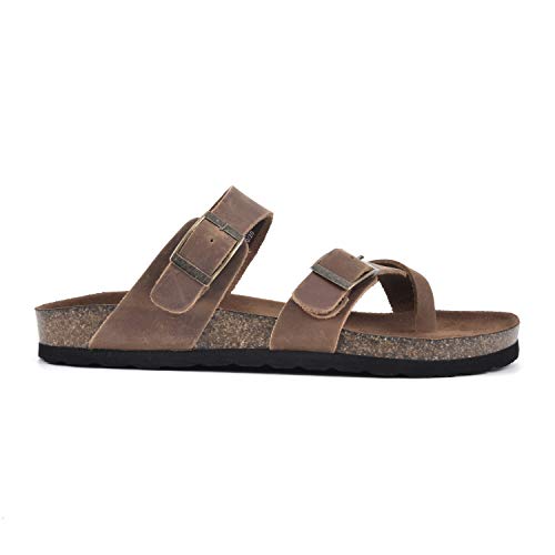 WHITE MOUNTAIN Shoes Gracie Women's Flat Sandal, Brown/Leather, 9 M
