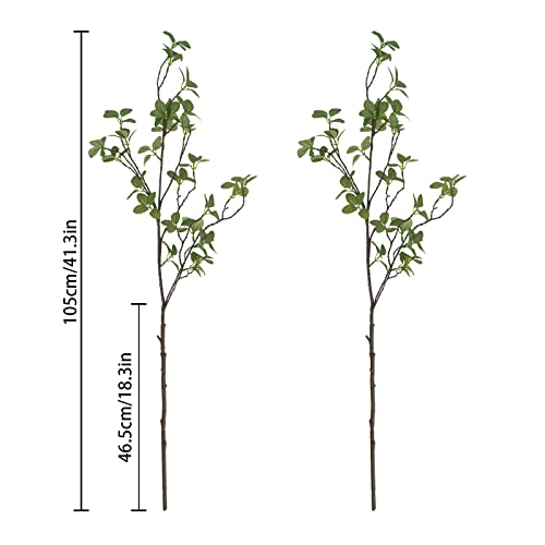 Ruidazon 2 pcs Artificial Greenery Stems, 41.3ββ Tall Fake Plants Branches Faux Greenery Ficus Twig Leaf for Home Garden Shop Office Desk Decoration