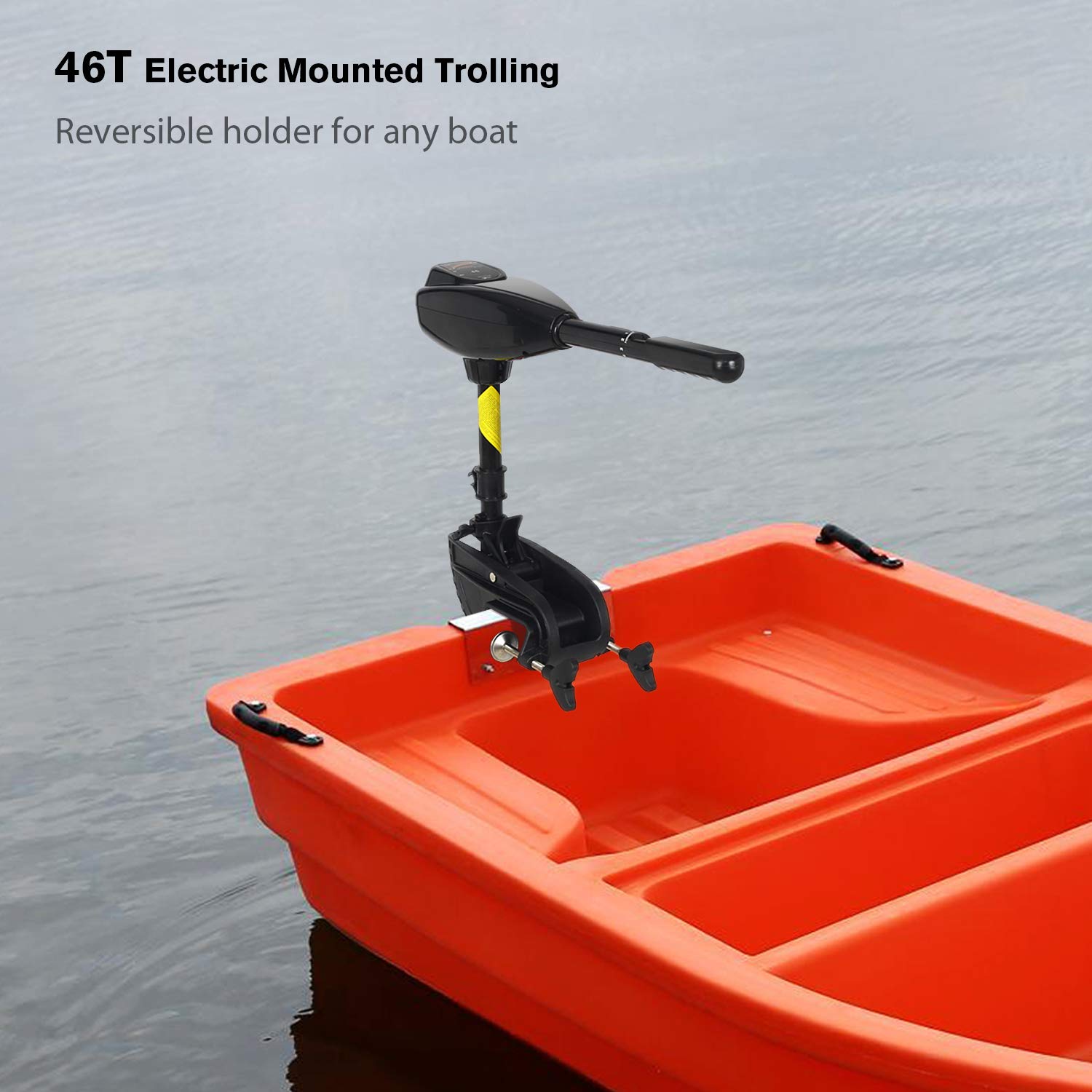 FULLWATT Trolling Motor 46/55 LBS Thrust Transom Mounted 8 Speed with Adjustable Handle for Fishing Boats Freshwater and Saltwater Use (46 LBS)