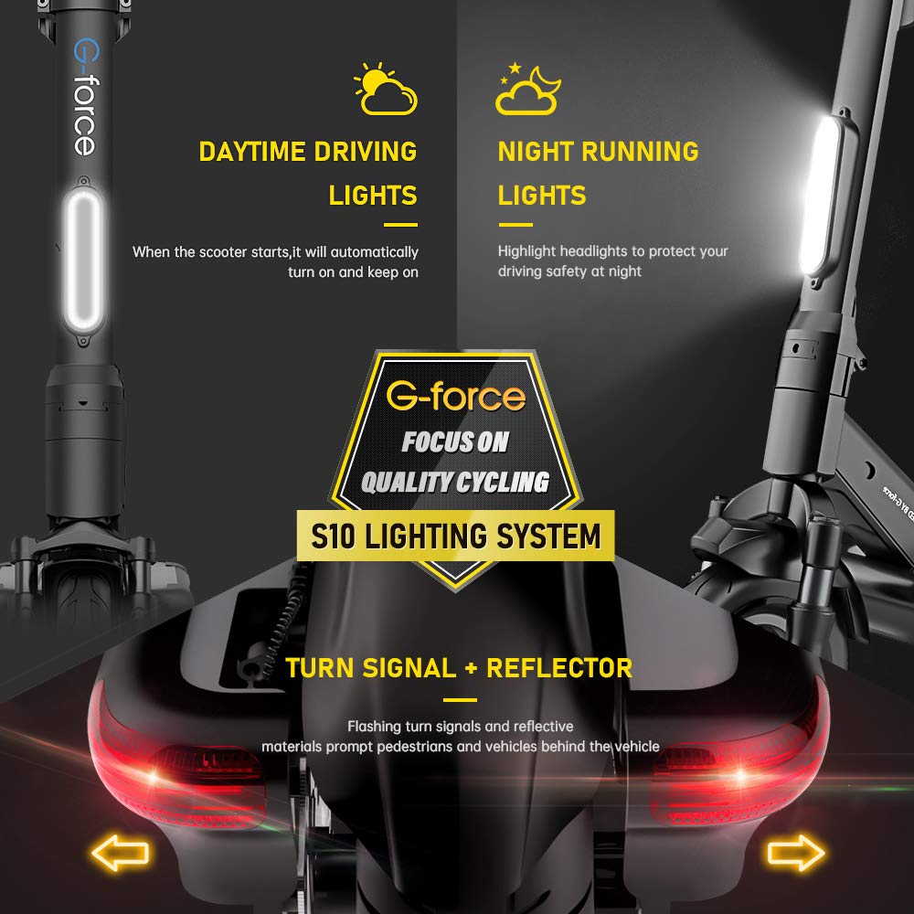 G-FORCE S10 Electric Scooter,10'' Tubeless Tire Electric Scooter for Adults,500W Motor,Max Speed 25 MPH,30 Miles Long-Range.