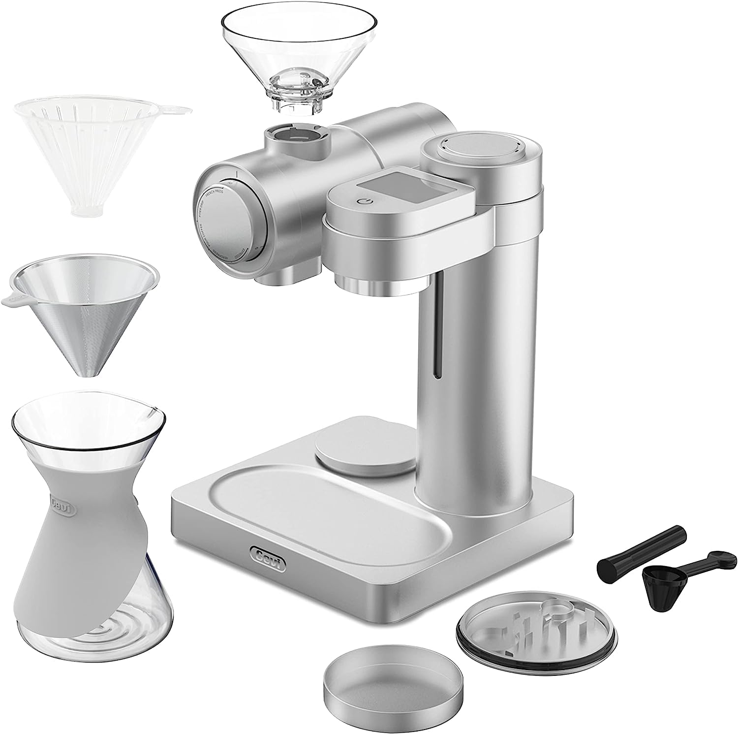 Gevi 4-10 Cups Smart Pour over Coffee Machine with Grinder Built In, Fast Heating Brewer 51 Step Grind Setting, Automatic Barista Mode, Custom Recipes, Descaling Function, Automatic Coffee Machine