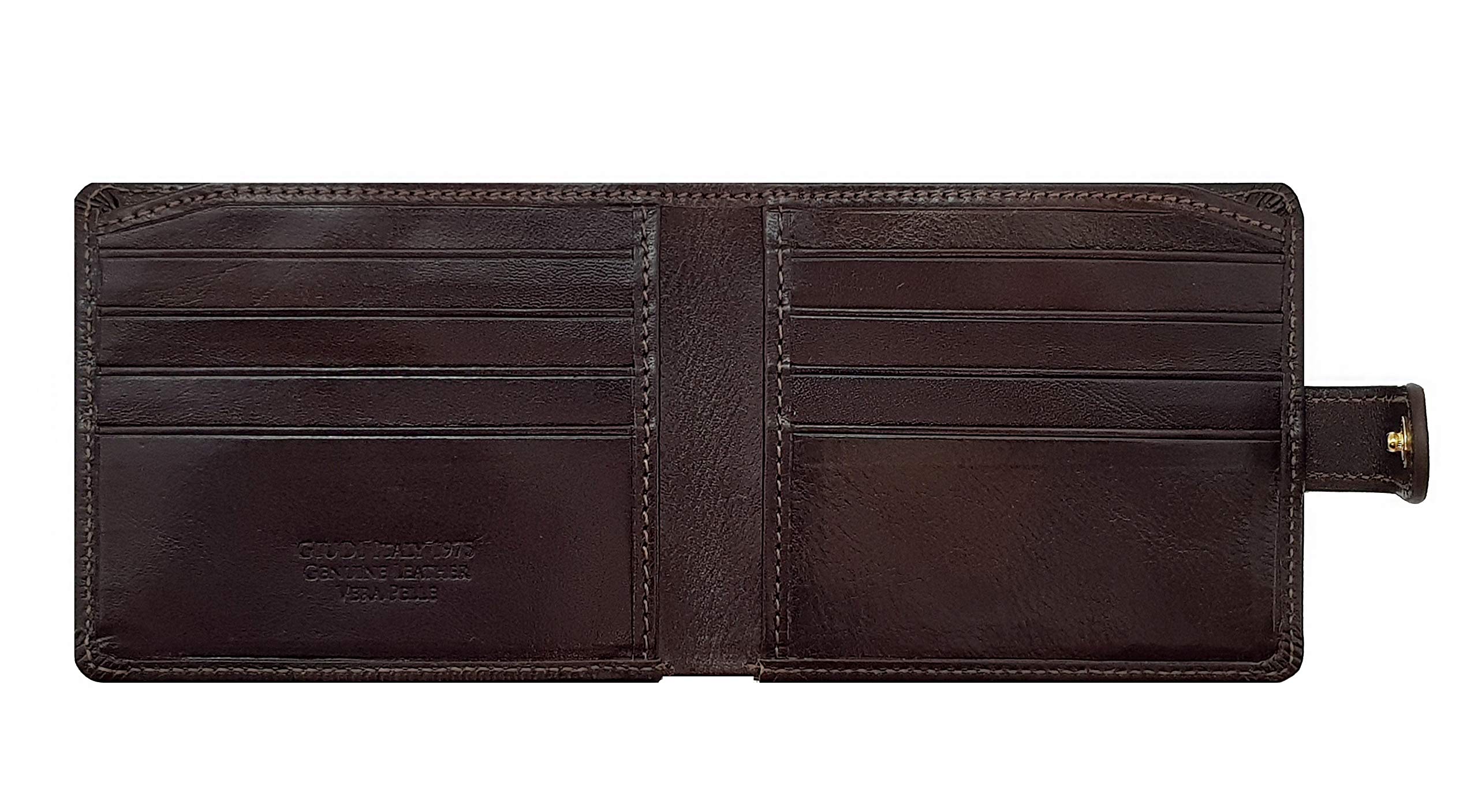 Giudi Splendid Slimfold Men's Wallet Made in Italy - Beautiful Smooth Genuine Leather - 2 Cash Pockets - 8 Card Holder - Button Snap Closure - Superb Present for Male