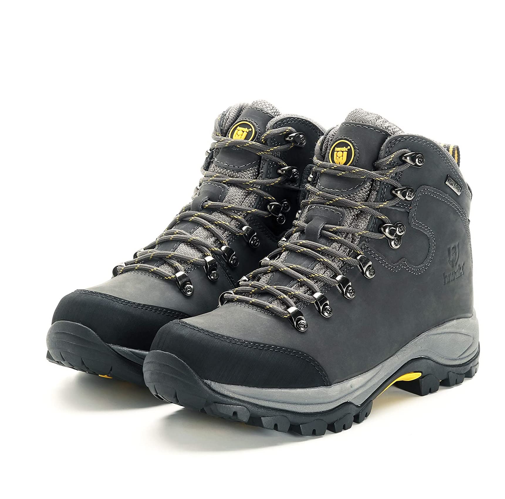 hiwalk men's waterproof hiking wide boots mid ankle leather outdoor trekking mountain boots