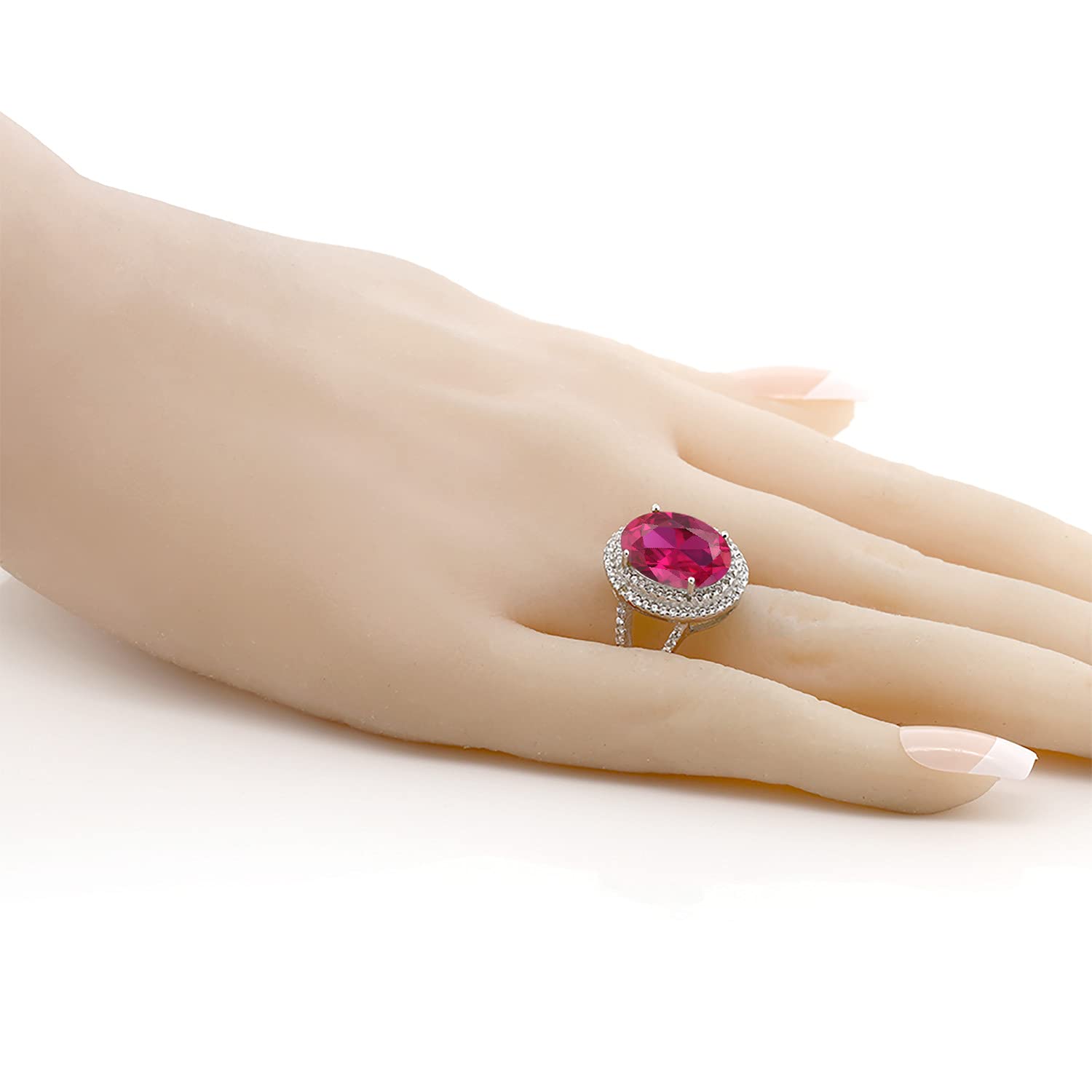 Gem Stone King 925 Sterling Silver 14X10MM Oval Gemstone Birthstone Ring For Women | Wedding Engagement Anniversary Promise Ring For Women | Available In Size 5, 6, 7, 8, 9