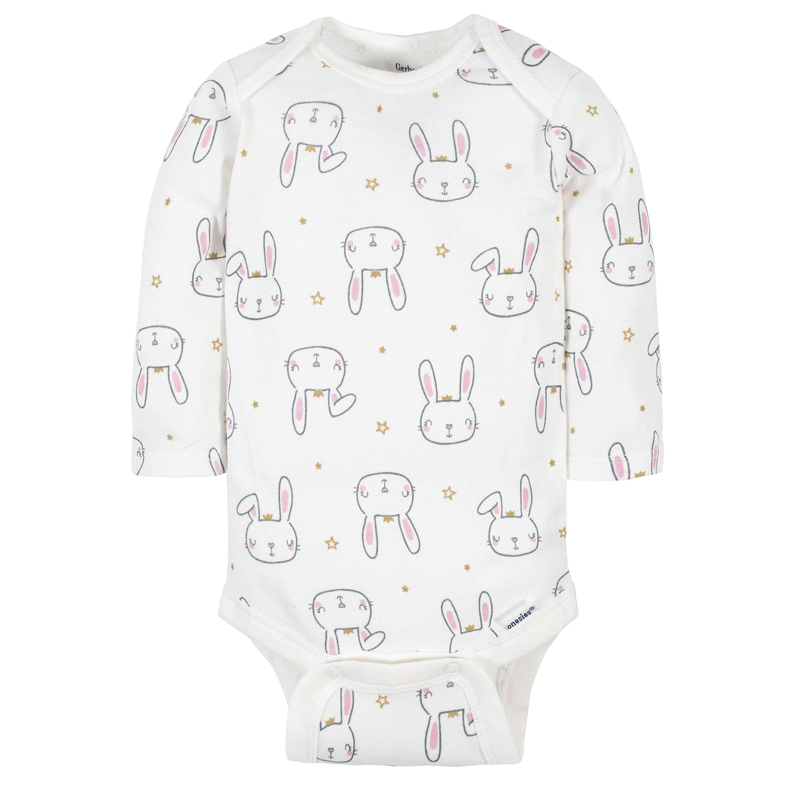 Gerber Baby Girls' 6-Pack Long-Sleeve Onesies Bodysuits, Princess Pink, 0-3 Months