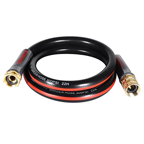 YAMATIC Female to Female Short Garden Hose 5/8 in x 5 ft, 2 in 1 Dual Use Heavy Duty Leader Hose with Solid Brass Connector, All-Weather Water Hose, Burst 300 PSI