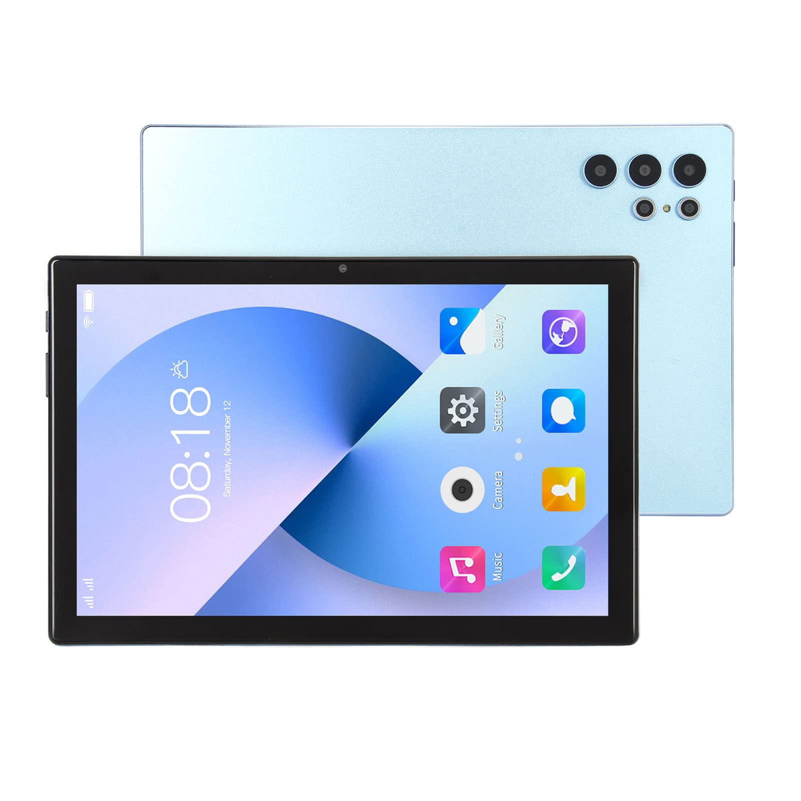 ICRPSTU Tablet, 128GB ROM Intelligent Tablet 24MP Dual Camera WiFi 100-240V US Plug 8 Core MT6753 CPU for Office (Blue)