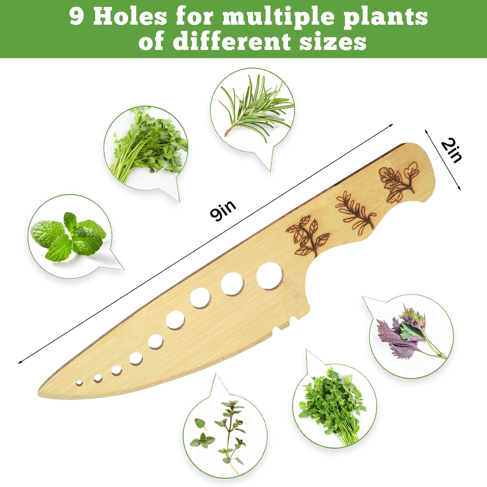 woodounai Wooden Herb Stripper Knife Herb Stripper Tool Kitchen Herb Leaf Stripping Tool for Kale, Thyme, Basil & Rosemary Useful Kitchen Knife Gadgets Cooking Tool (Wood)