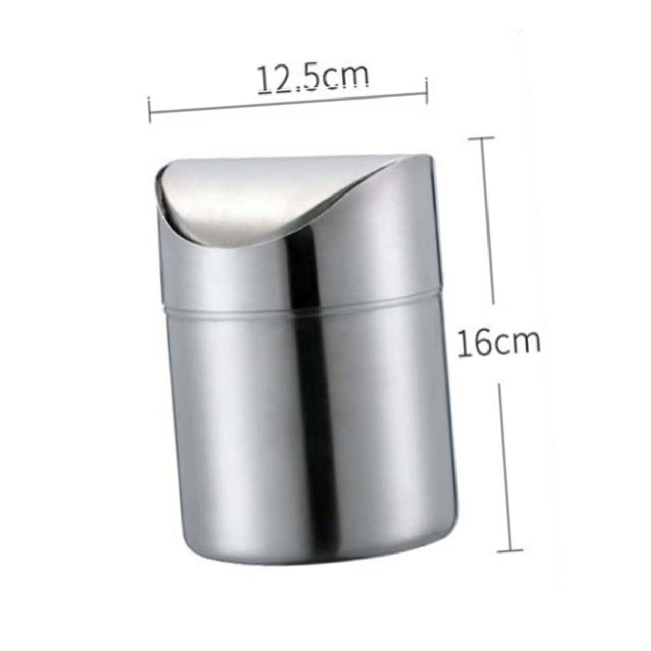 GATHINESS Table countertop Trash cans Mini Tiny Trash Stainless Steel Trash can Metal Trash can with lid Outdoor Trash can Office Table Trash can Desktop Trash with Cover Recycle Office