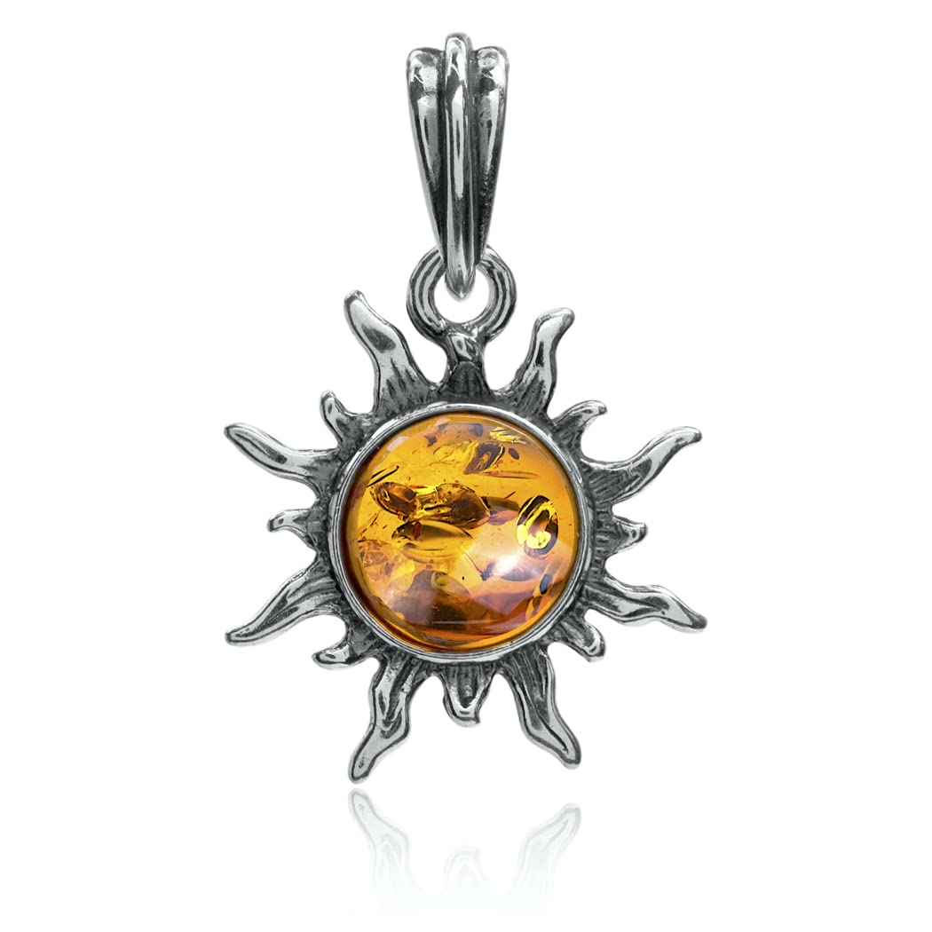 Ian and Valeri Co. Amber Sun Pendant Sterling Silver