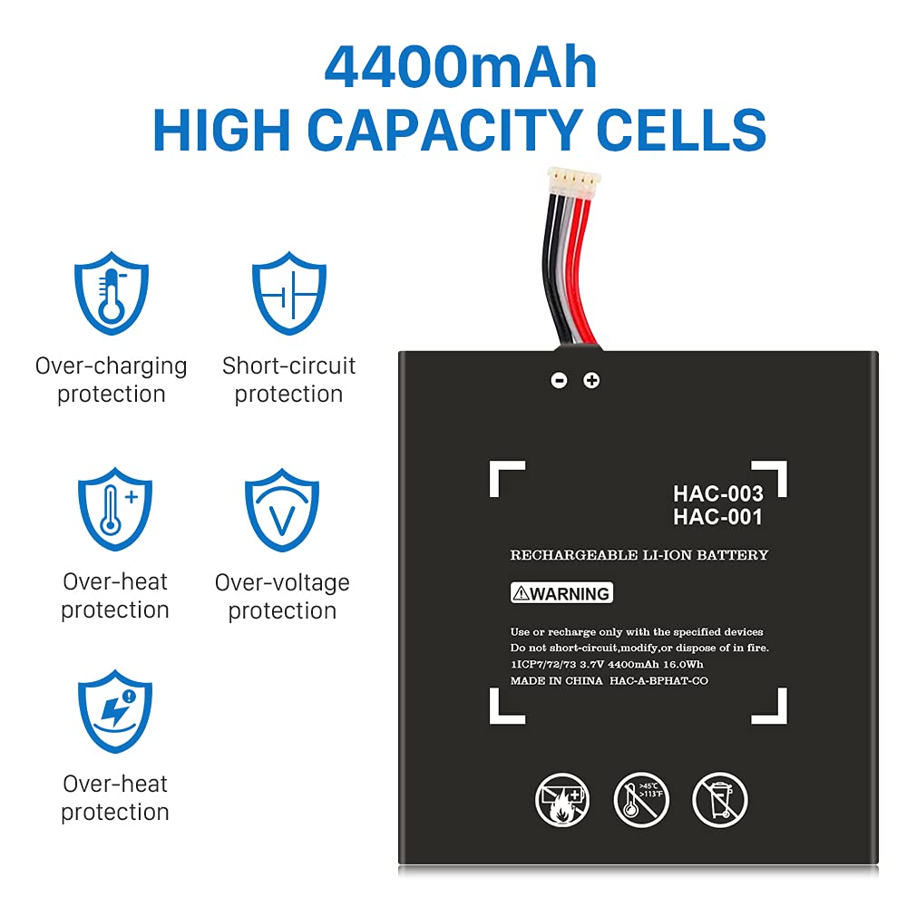 HAC-003 Battery Replacement for Nintendo Switch 2017 Game Console HAC-001 Internal Upgrade 4400mAh Battery with Repair Tool Kit