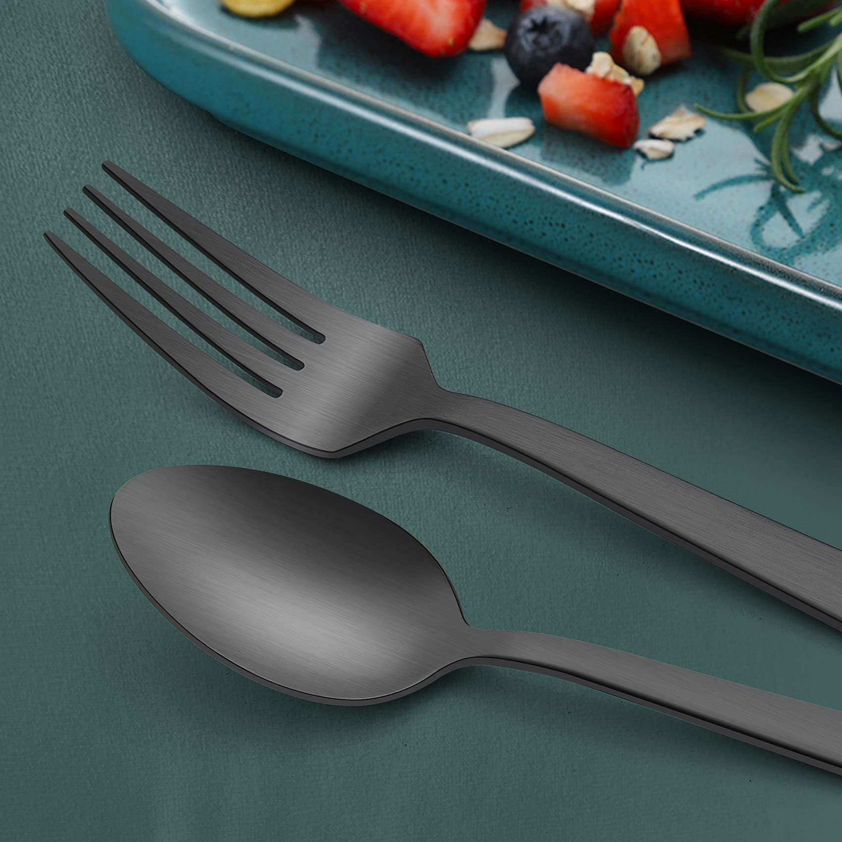 Silverware Set, HaWare 40 Pieces Stainless Steel Square Flatware Cutlery Set for 8, Modern Tableware Eating Utensils for Home, Matte Finish, Dishwasher Safe