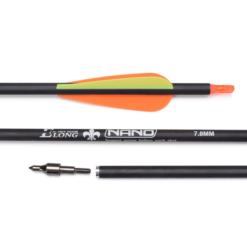Hunter Ian Archery Carbon Arrow Hunting Arrows 28 Inch with 100 Grian Removable Tips for Compound Bow & Recurve Bow Practice Shooting (Pack of 12)