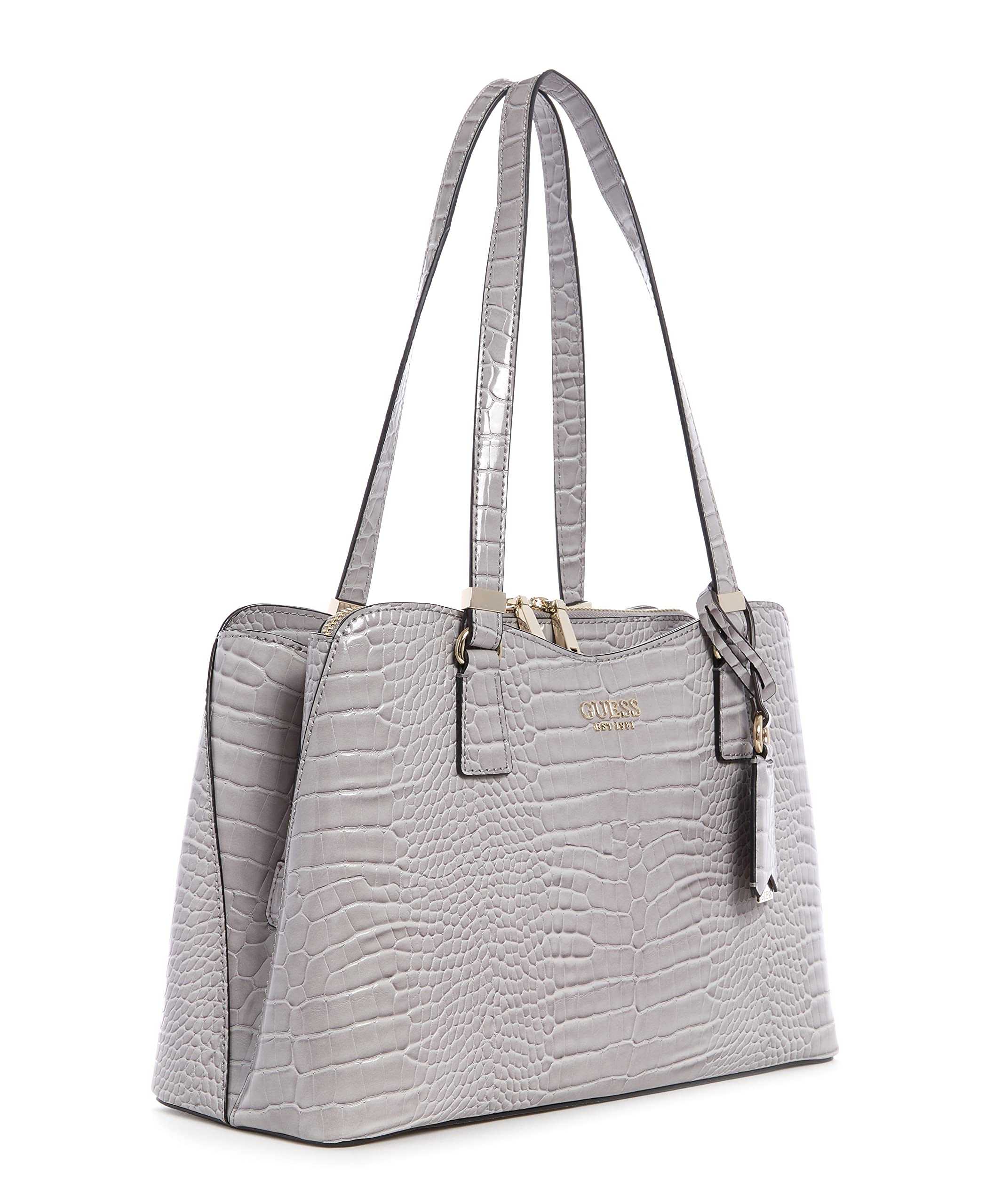 GUESS womens Lyndi Large Girlfriend Satchel, Grey, One size US